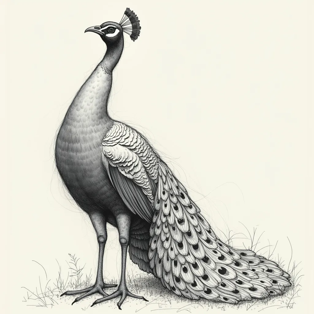 sketsa burung merak