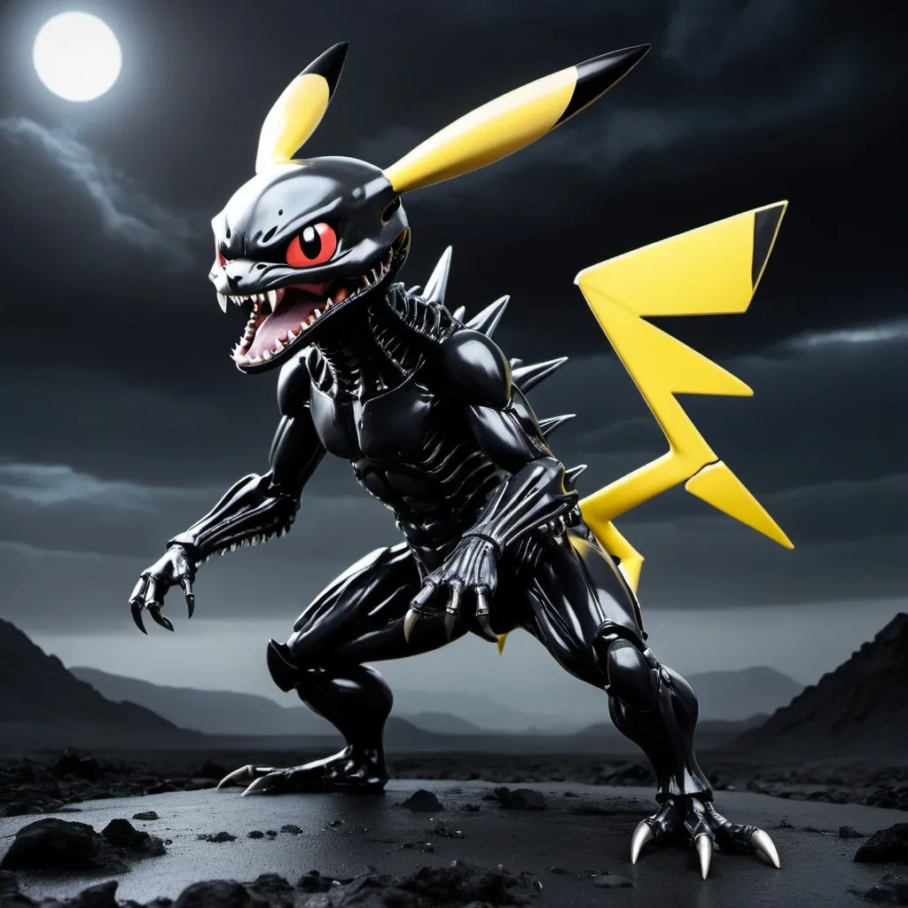 obsidian jet dark Pikachu xenomorph entire body in...