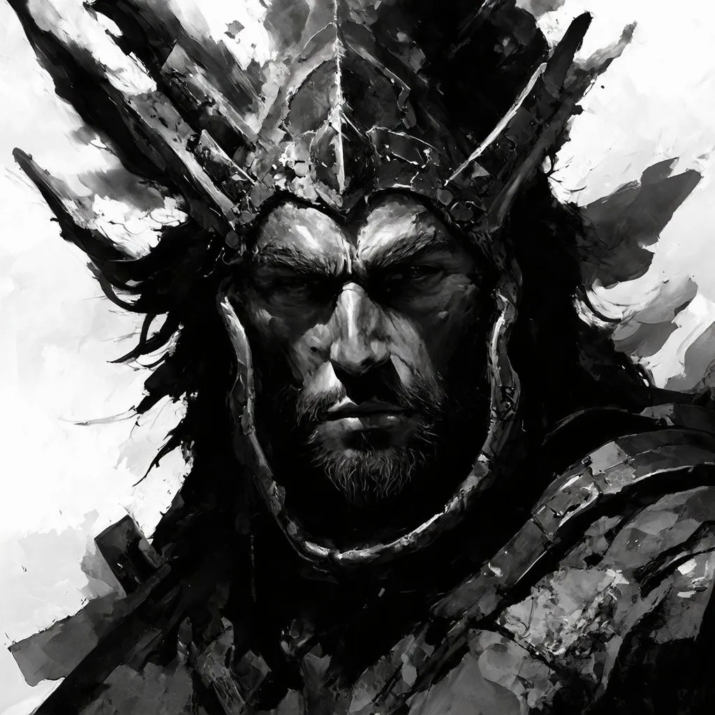 grayscale ancient warrior face abstract