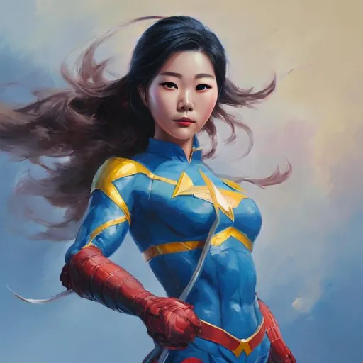 Oil painting of an Korean female superhero, contest... | OpenArt
