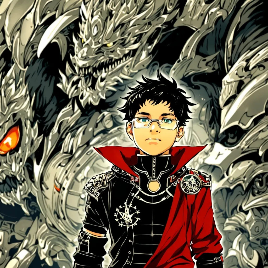 anime boy , detailed black, very detailed