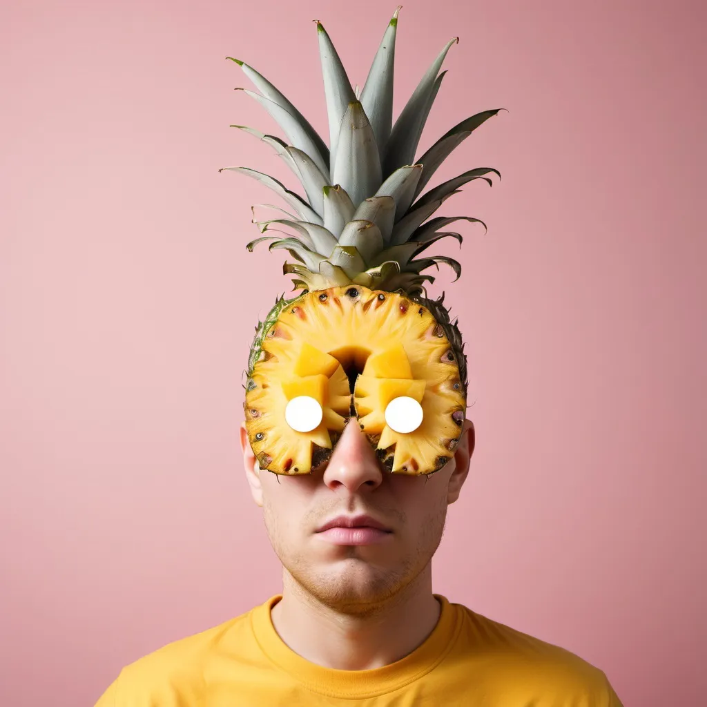 " Half pineapple half Human face."