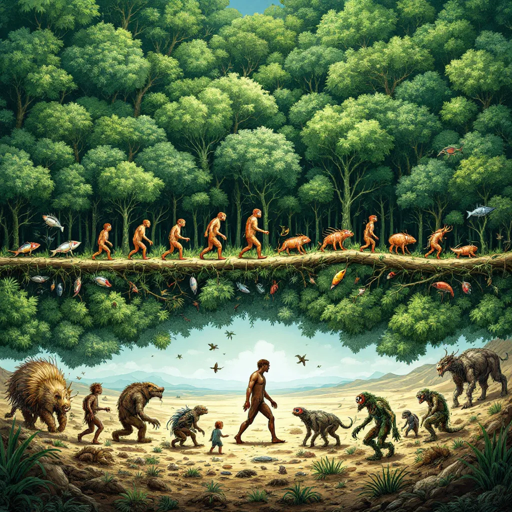 Visual Illustration of Theory of Evolution and Survi...