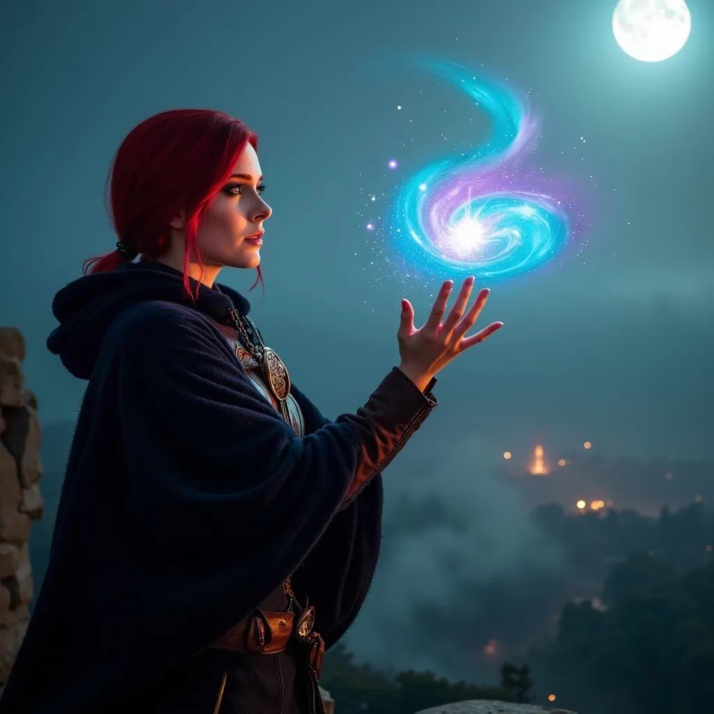 Face shot. Camera showing face details, Triss Merigo...