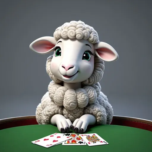 a 3d render, of a (cute cartoon sheep), (p...