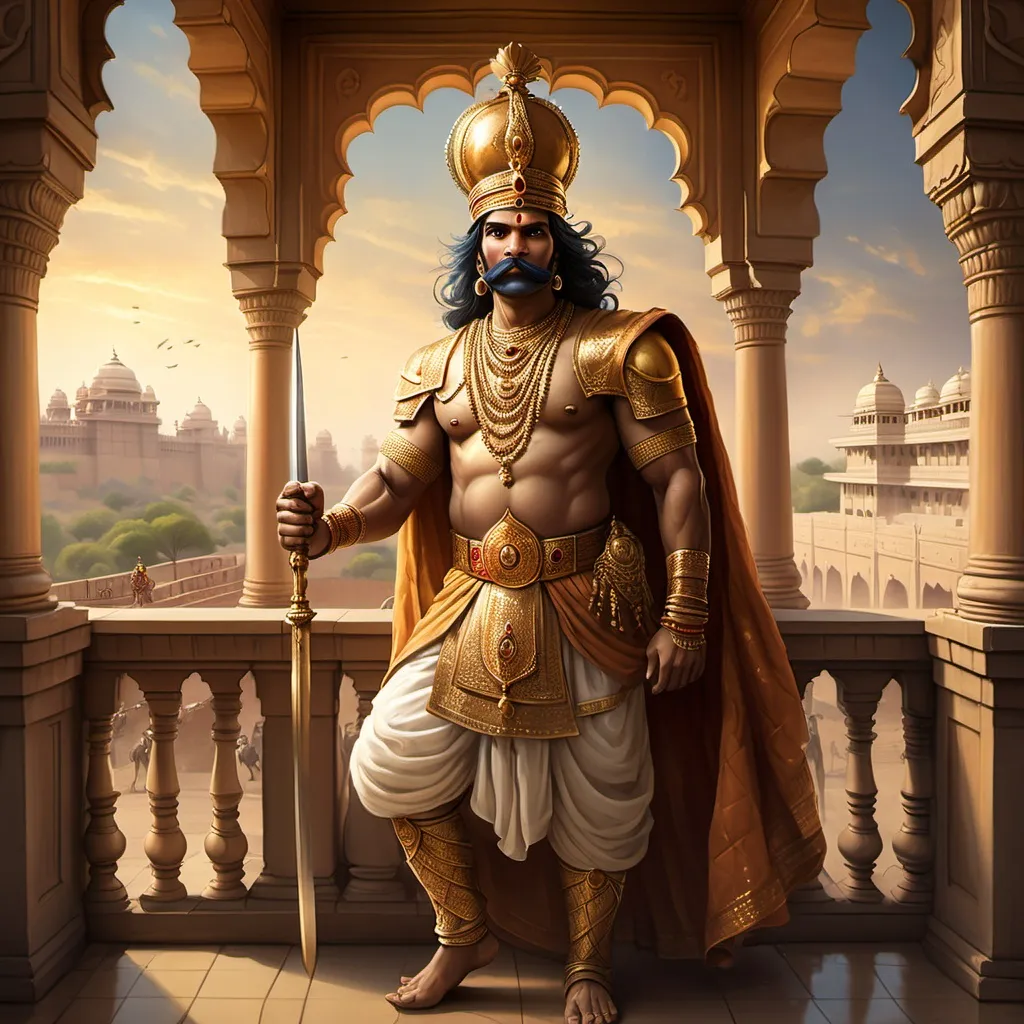 "A grand historical scene set in ancient India, depi...