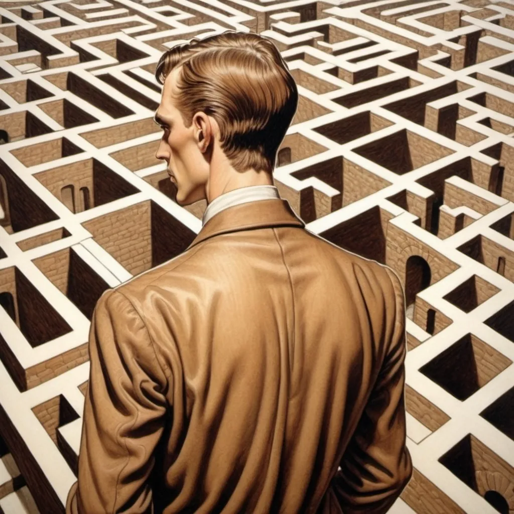 M.c.Escher , a slender Scottish completed pale brown...