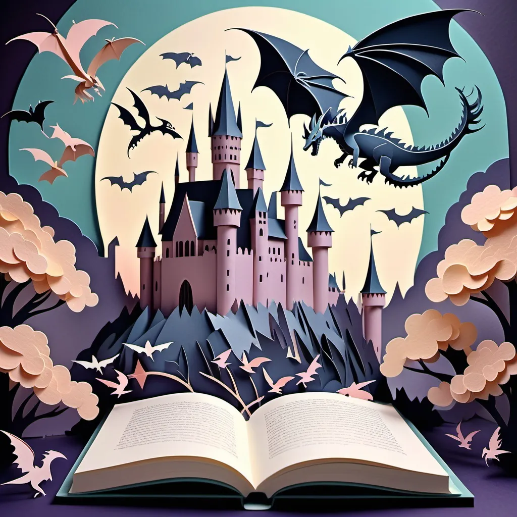 (papercraft-flat papercut style), (man writing in a...