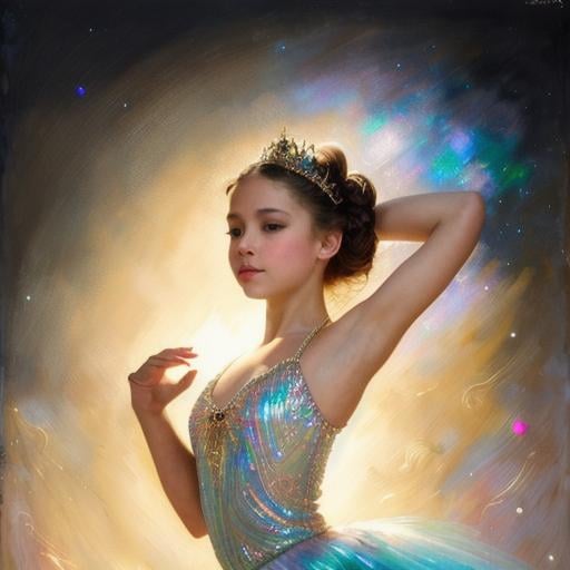 Photorealistic portrait of a beautiful ballerina wea...