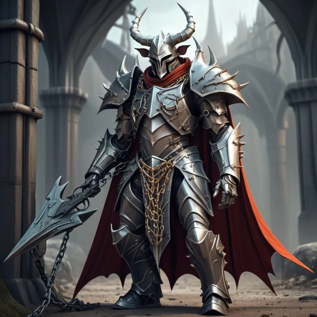 Sci-fi horned Knight In epic elven power armor with...