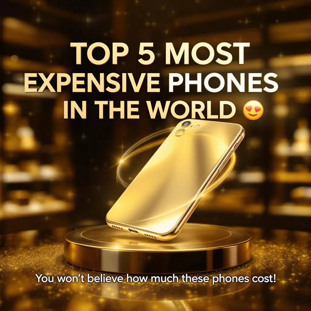 Visual: Slow zoom-in on a rotating gold-plated phon...