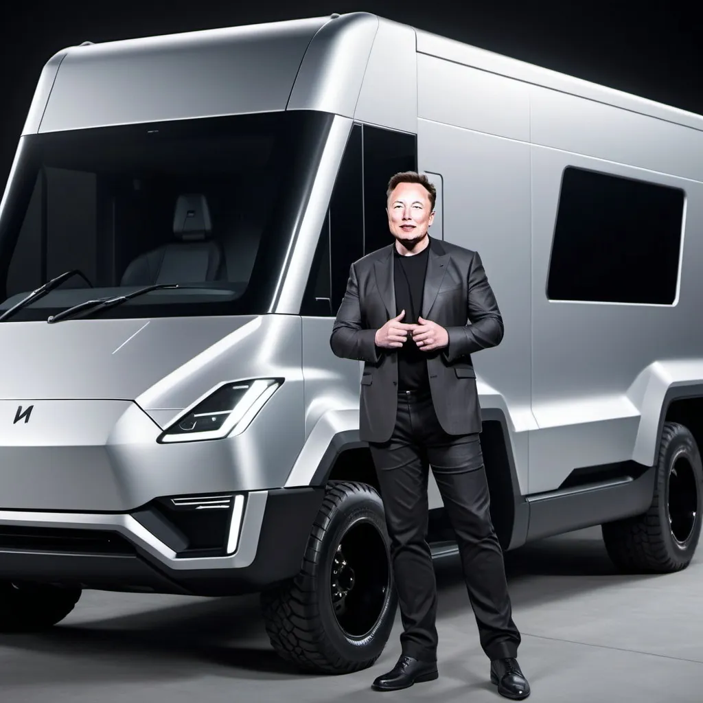 Realistic Elon musk selling cyber truck