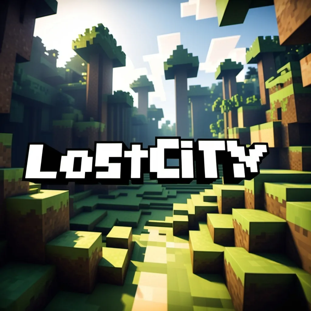Minecraft Background blur and text Lost City Gelowing