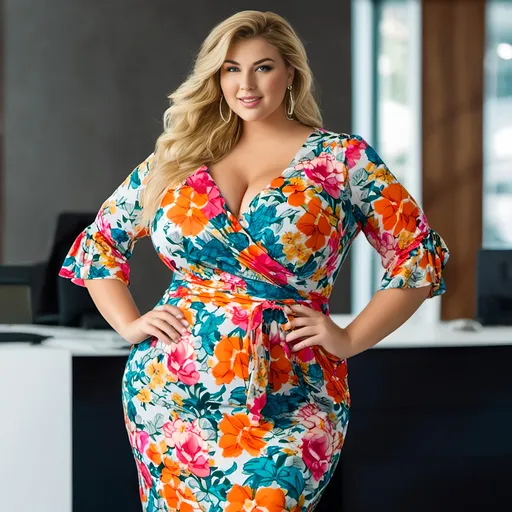 blond hair, green dress, California, smile, chubby