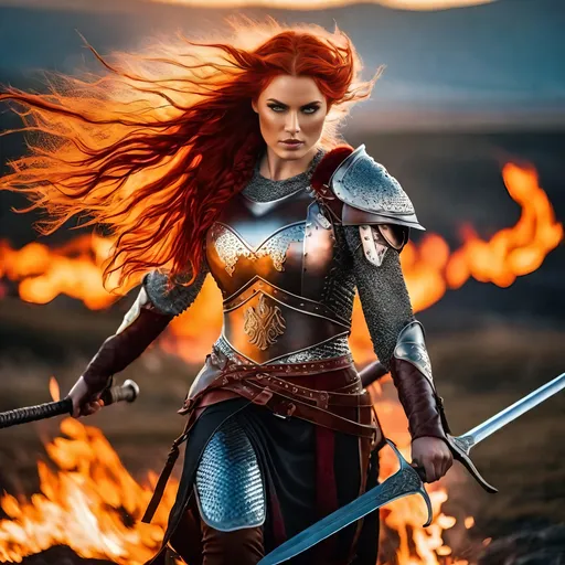 An award winning portrait of a red headed long hair...