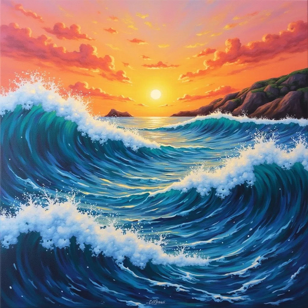 Colorful waves, canvas template