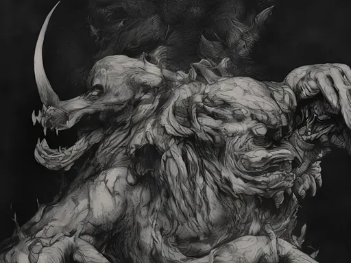 black and white, demons arguing with each other | OpenArt