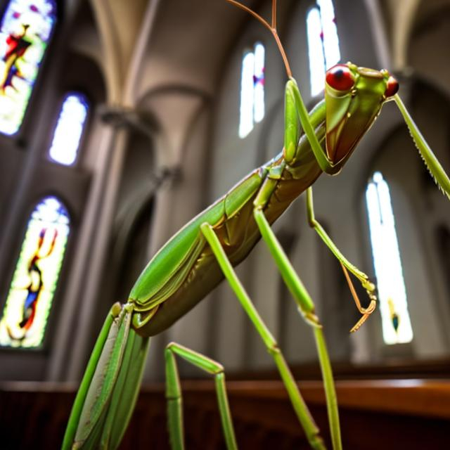 praying mantis in a church