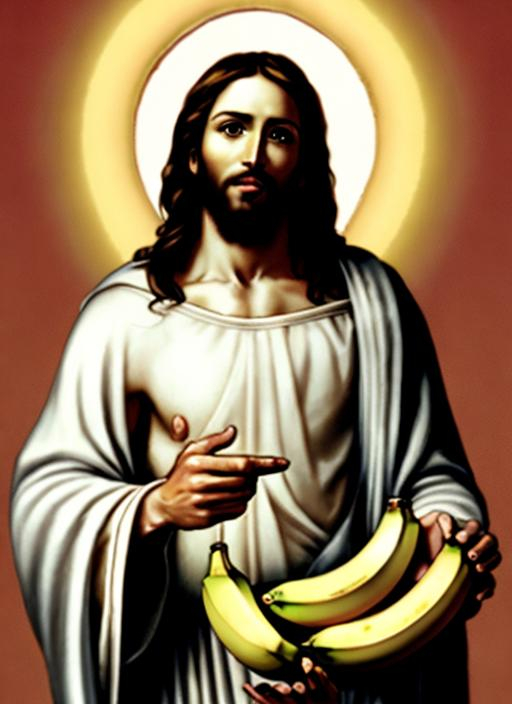 Jesus Christ peeling a banana