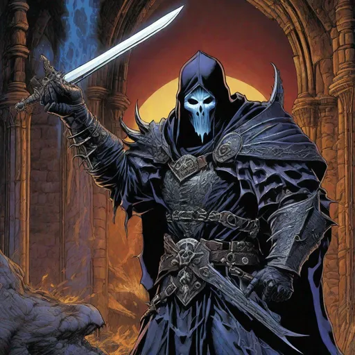 comic art, illustration, the masked death knight,... | OpenArt