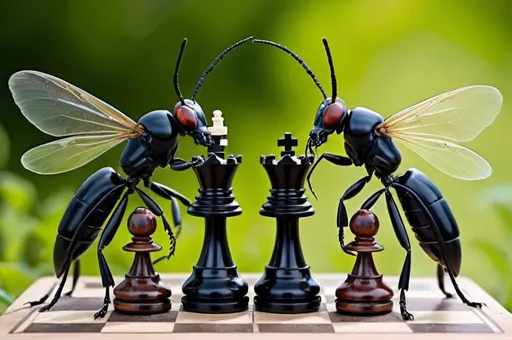 Strange insects playing chess