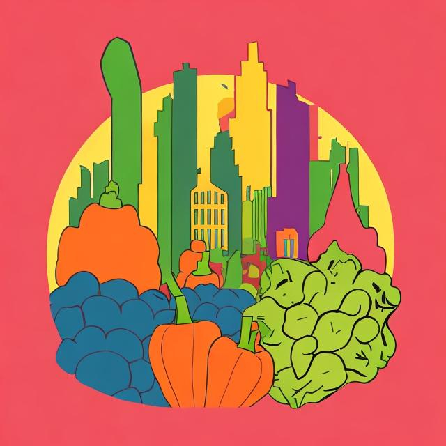 Vegetable city pop art