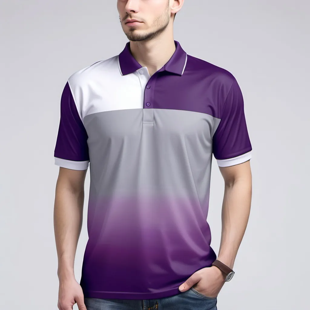 sublimation design violet gray white polo shirt