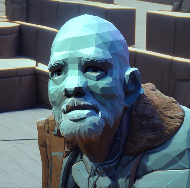 A middle-aged man. Low poly coyote character, 3d is...