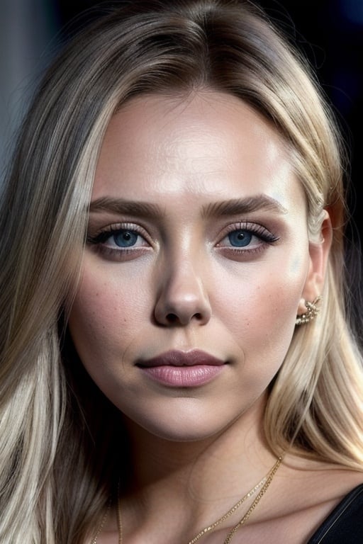 portrait of elizabeth olsen merge with young Charliz...