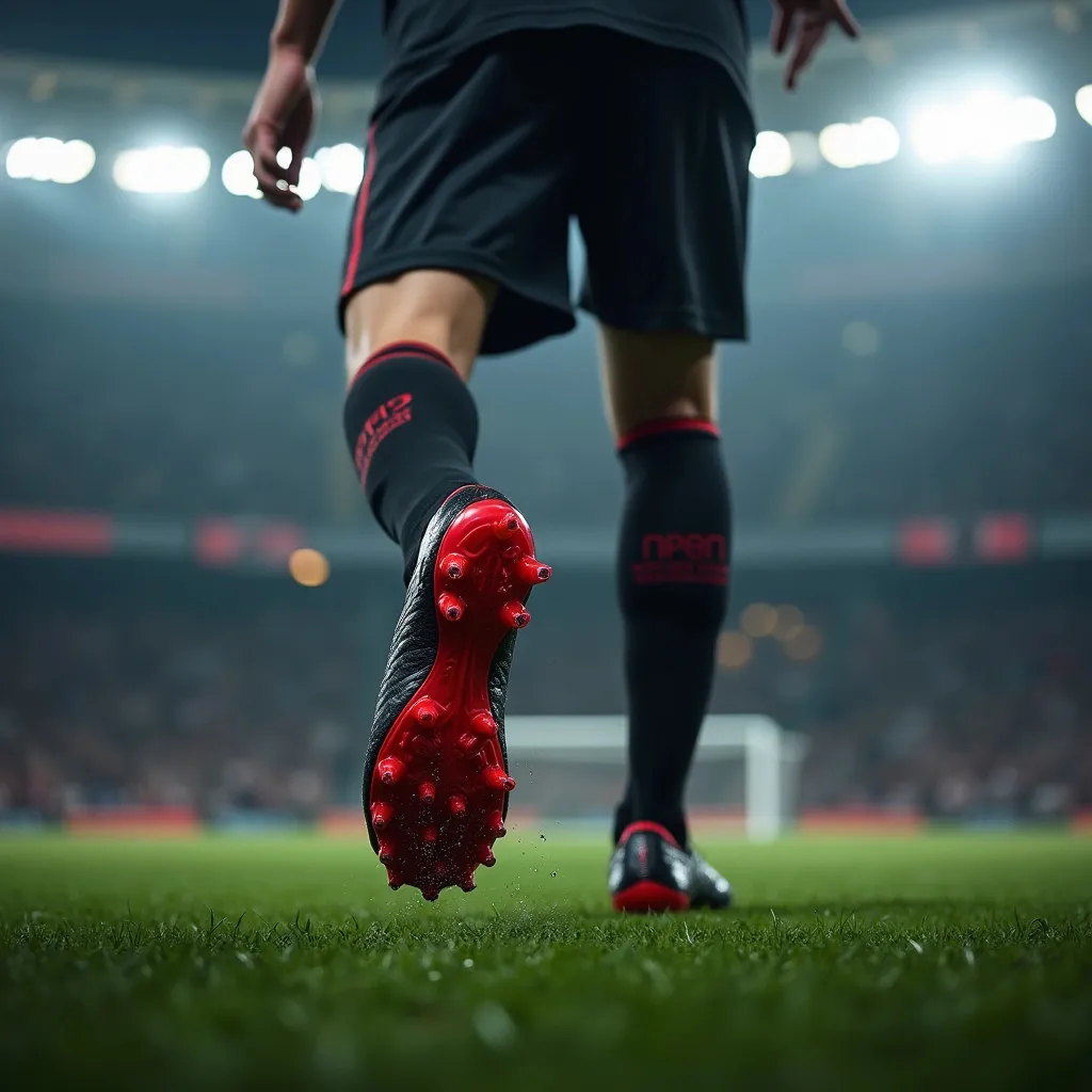 A high-quality action shot of a football player seen...