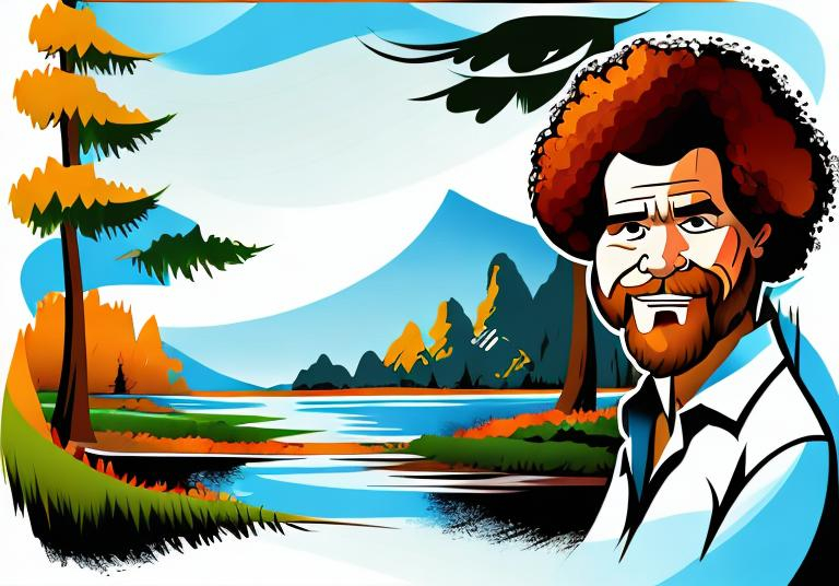 Vector photo of the famous painter Bob Ross