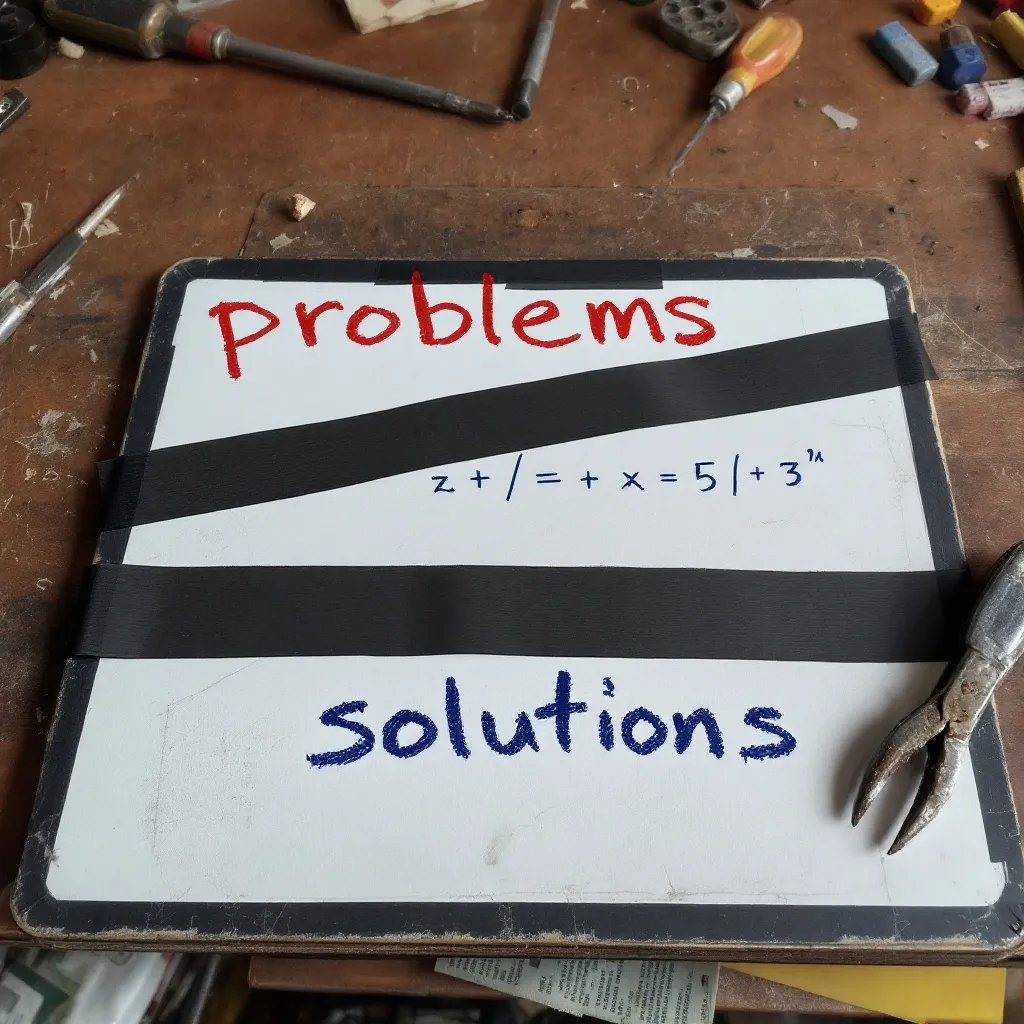 the word problems crossed out with an x of black t...
