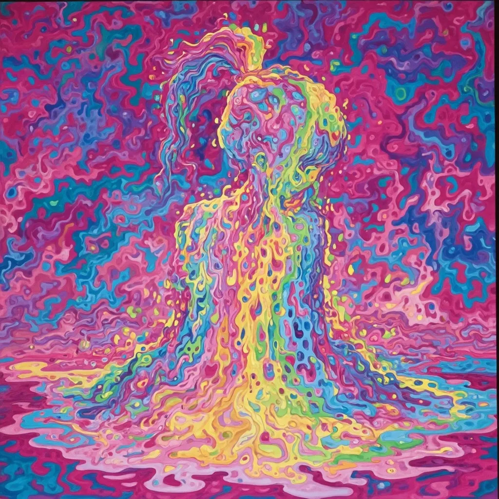 psychedelic trypophobia rainbow anime slime girl is...