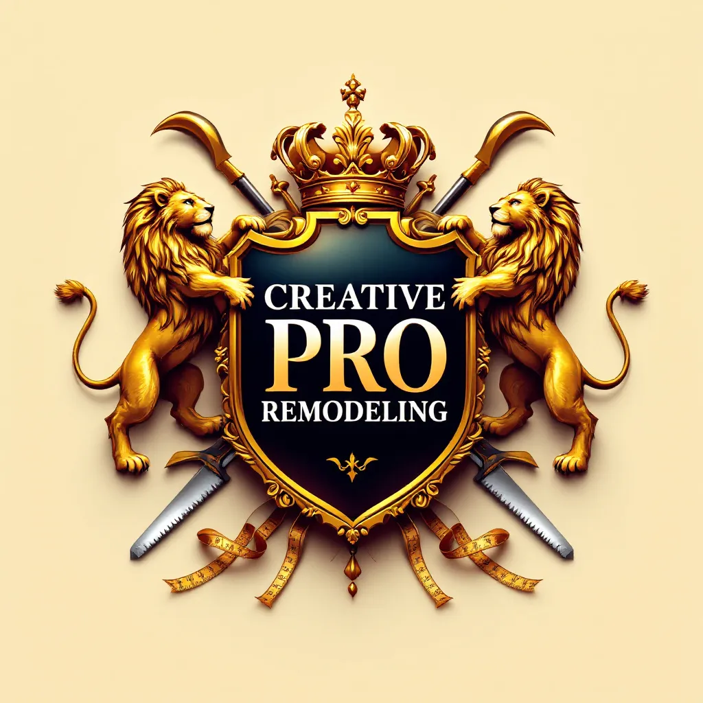 A striking emblem features two regal lions flanking...