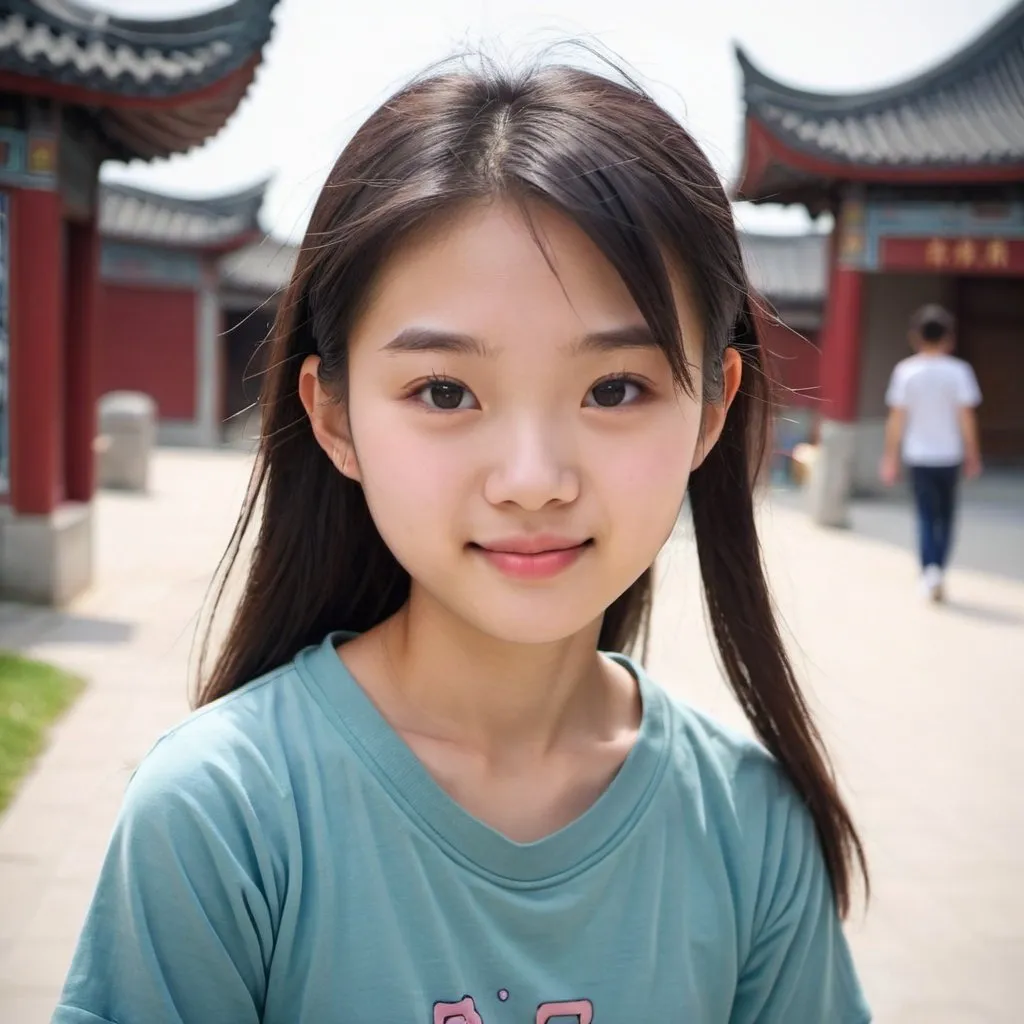 Cute Chinese Daughter Teenage Far View