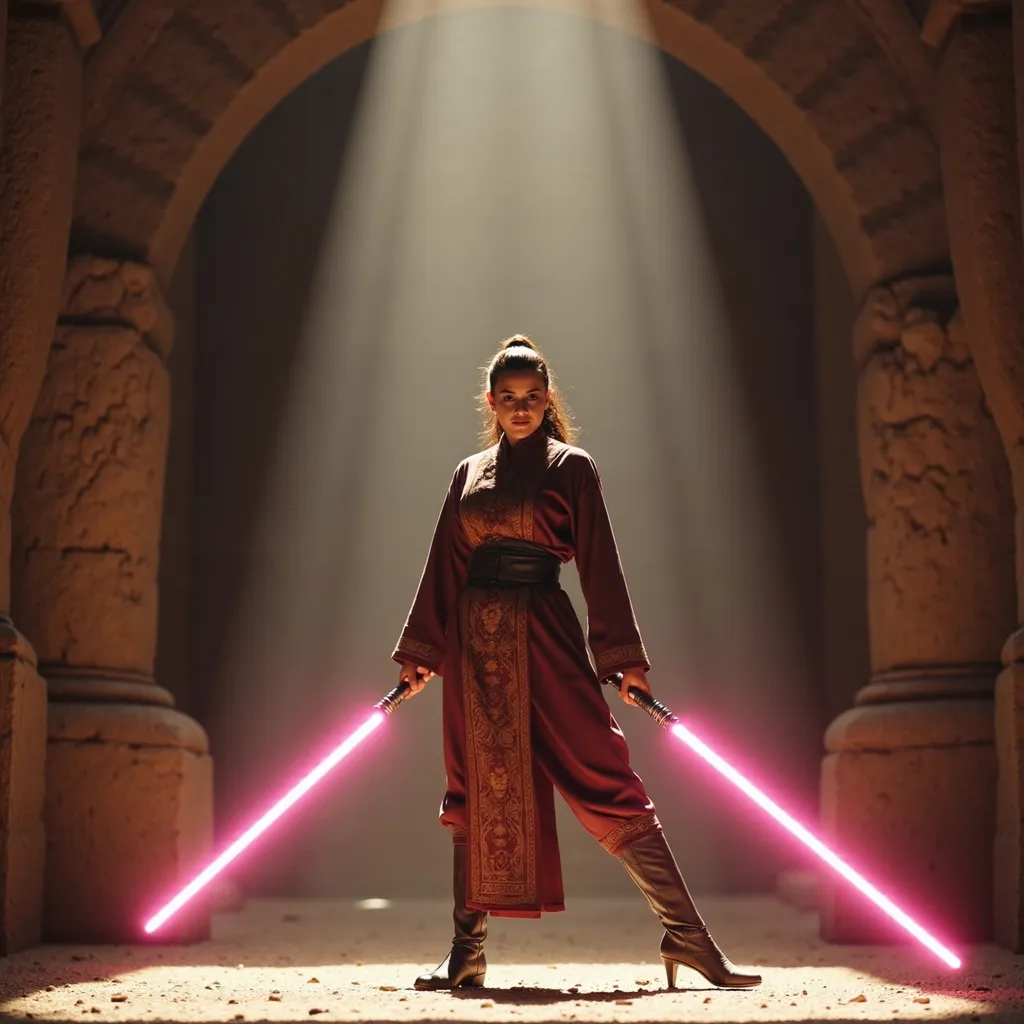 Young female Jedi, photorealistic full-body image, h...