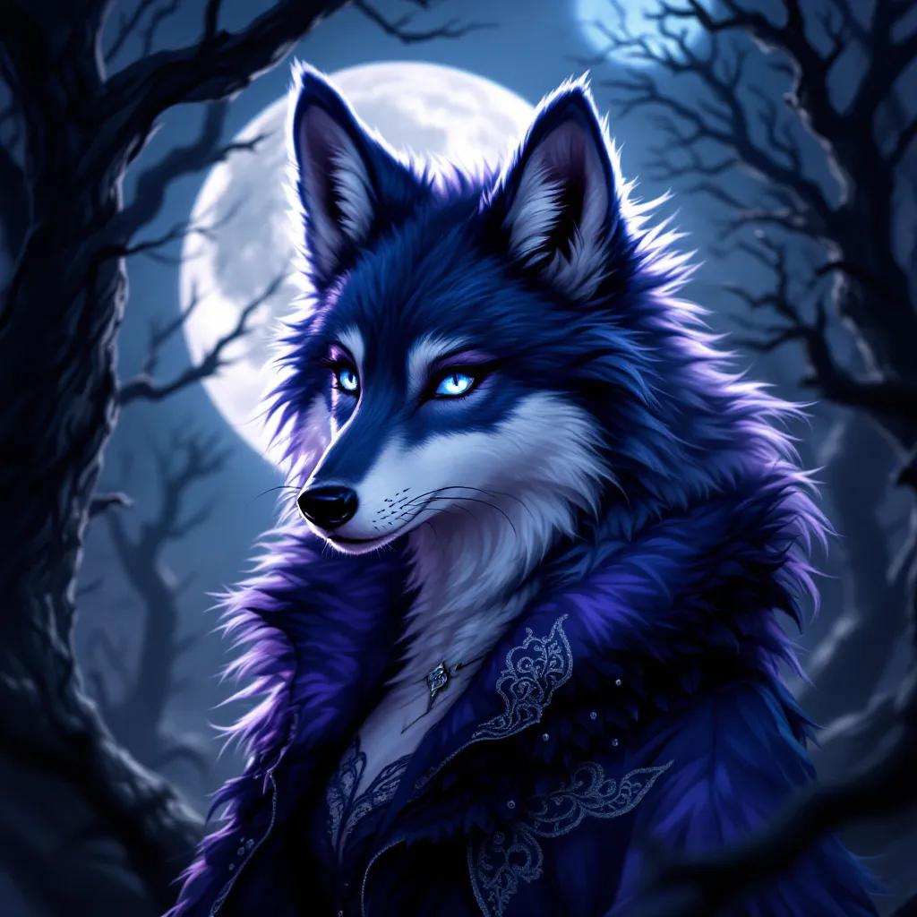 Anthro wolf character, female furry design, Gothic t...