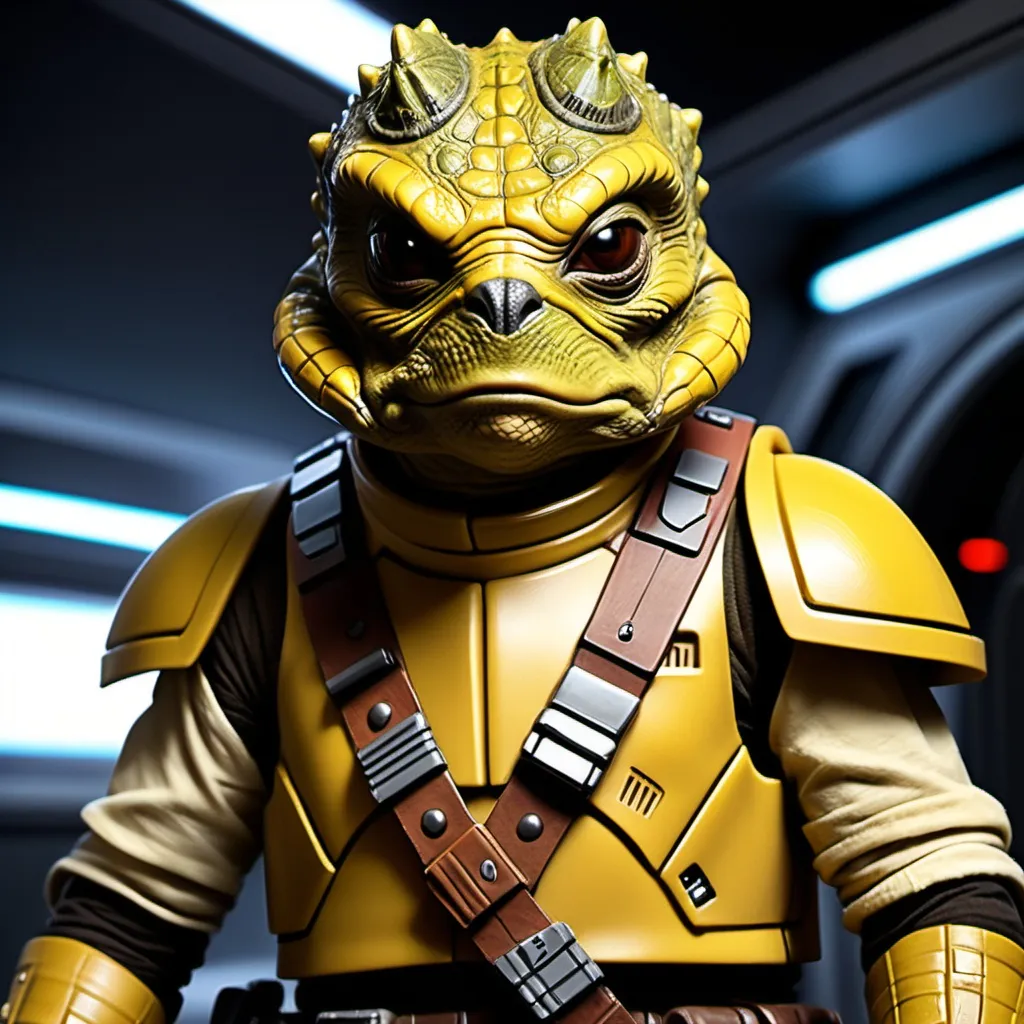 Bossk the reptilian bounty hunter, fierce expression...