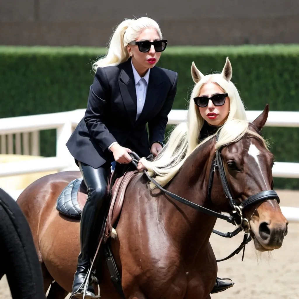 lady gaga riding a horse