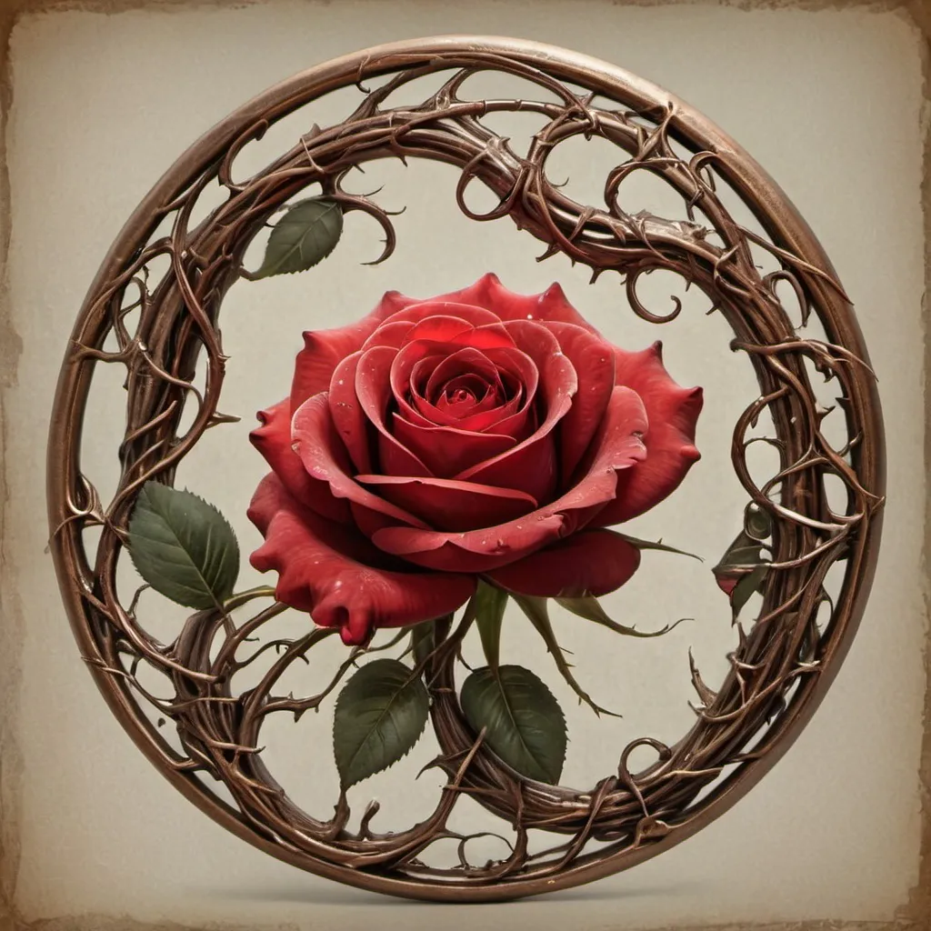 A red rose in full bloom, the petals spiraled into a...