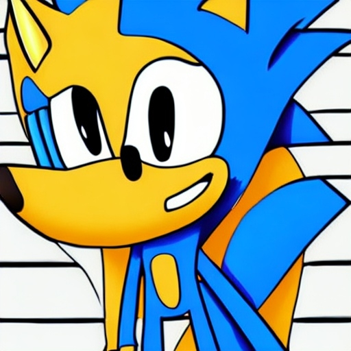 digital art of Sonic, in the style of Yuji Uekawa