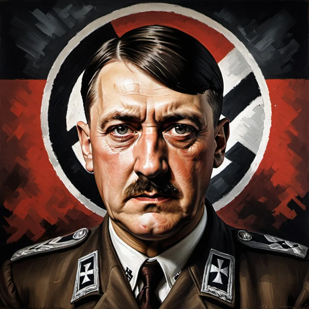 Adolf Hitler portrait with Nazi flag, oil painting,... | OpenArt