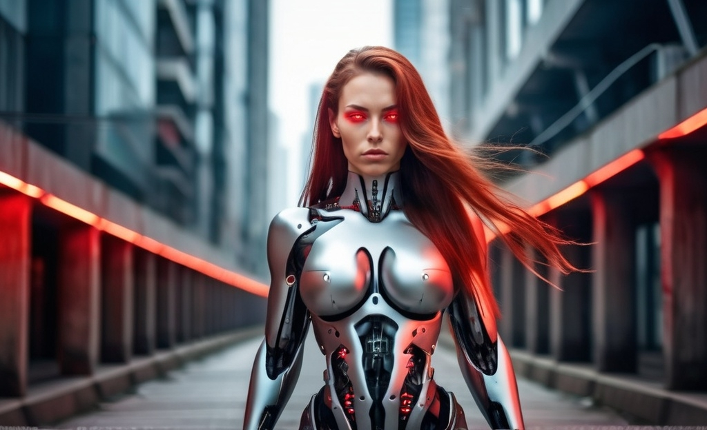 Futuristic muscular 25-year-old Dutch goddess cyborg...