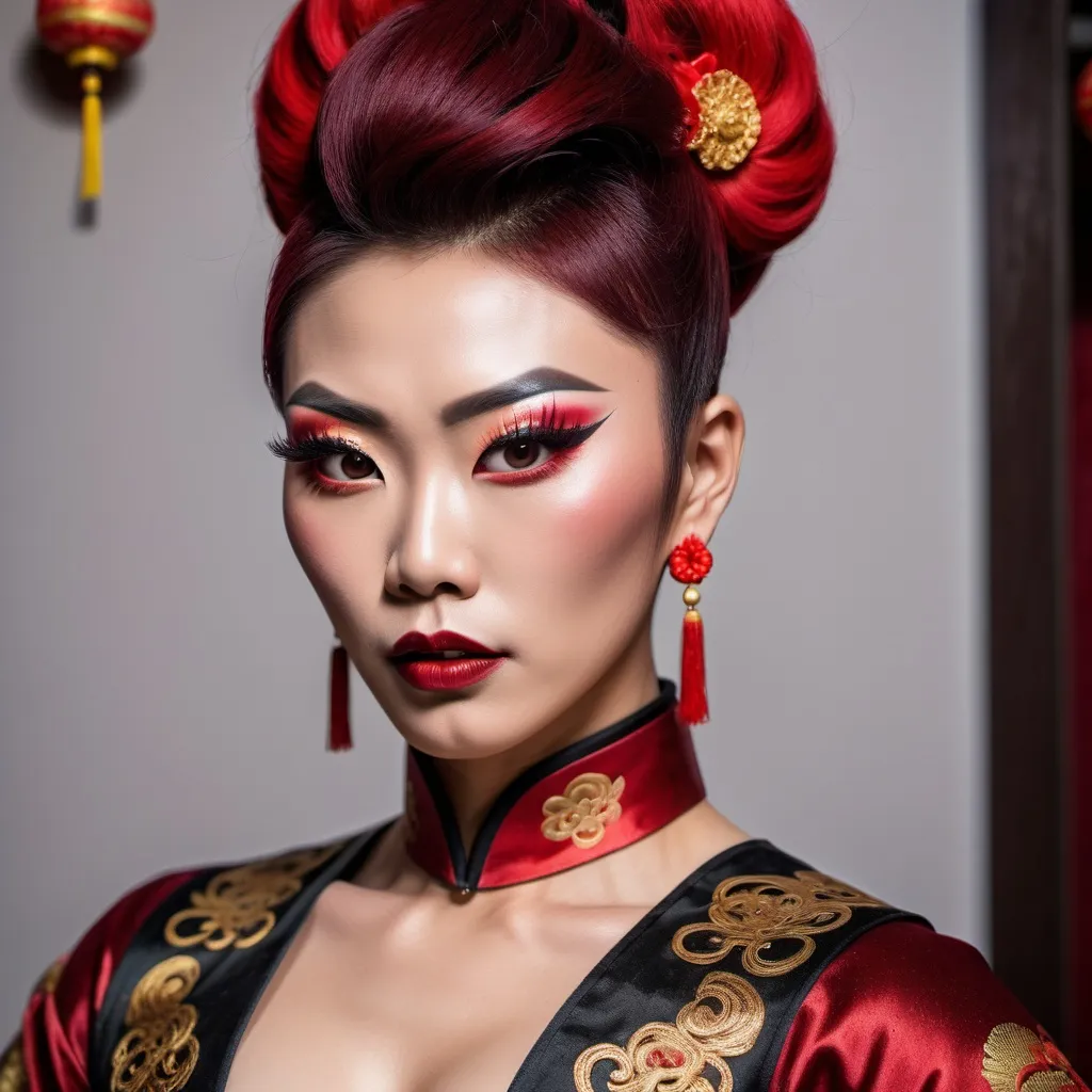 gorgeous muscular 25-year-old Chinese drag queen (st...