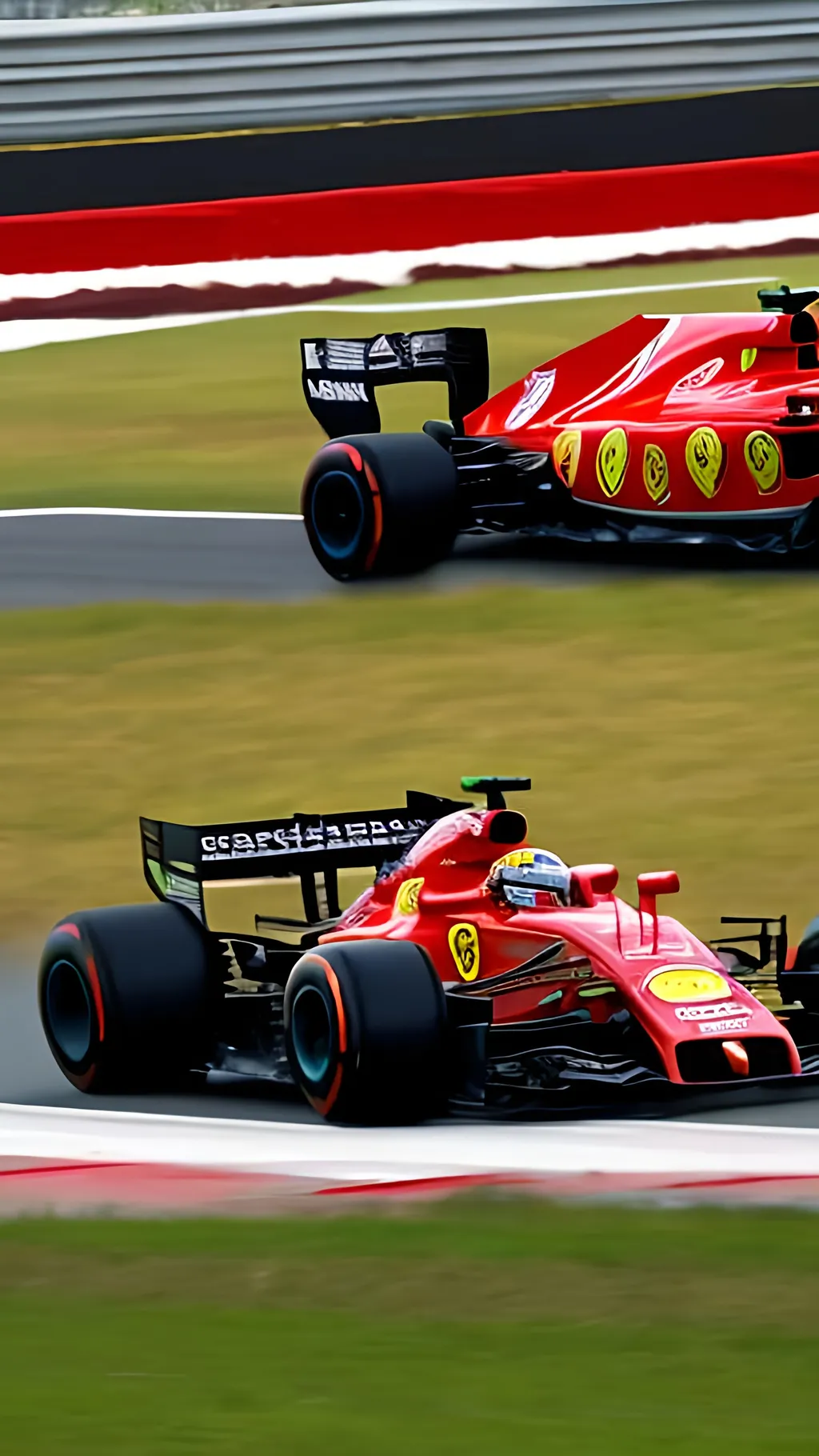 Ferrari f1 car racing in a track