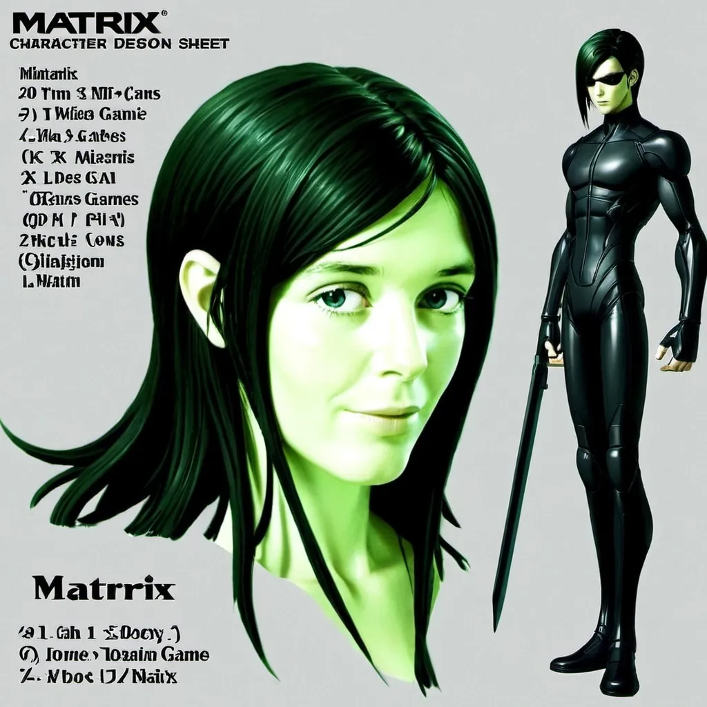 video games anime matrix character design sheet