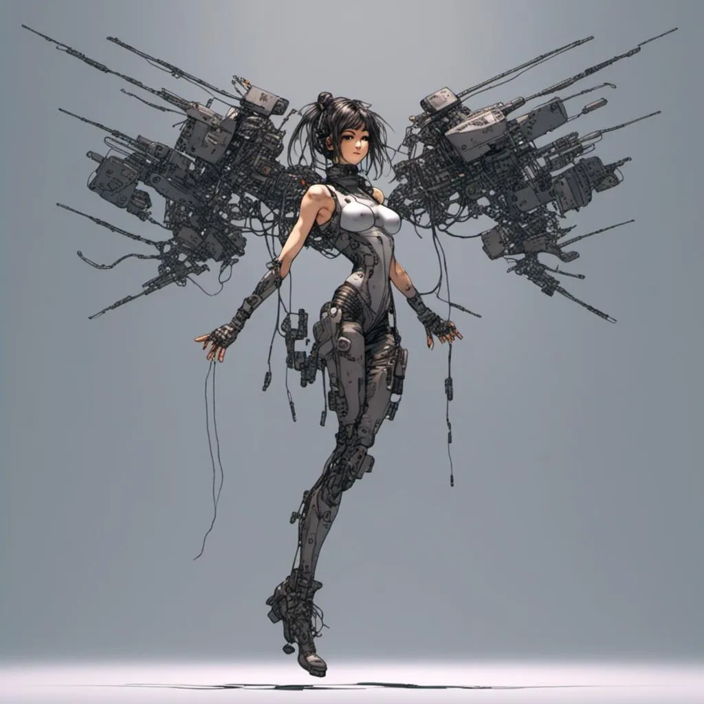 Full body shot of (mymodel) floating off th...