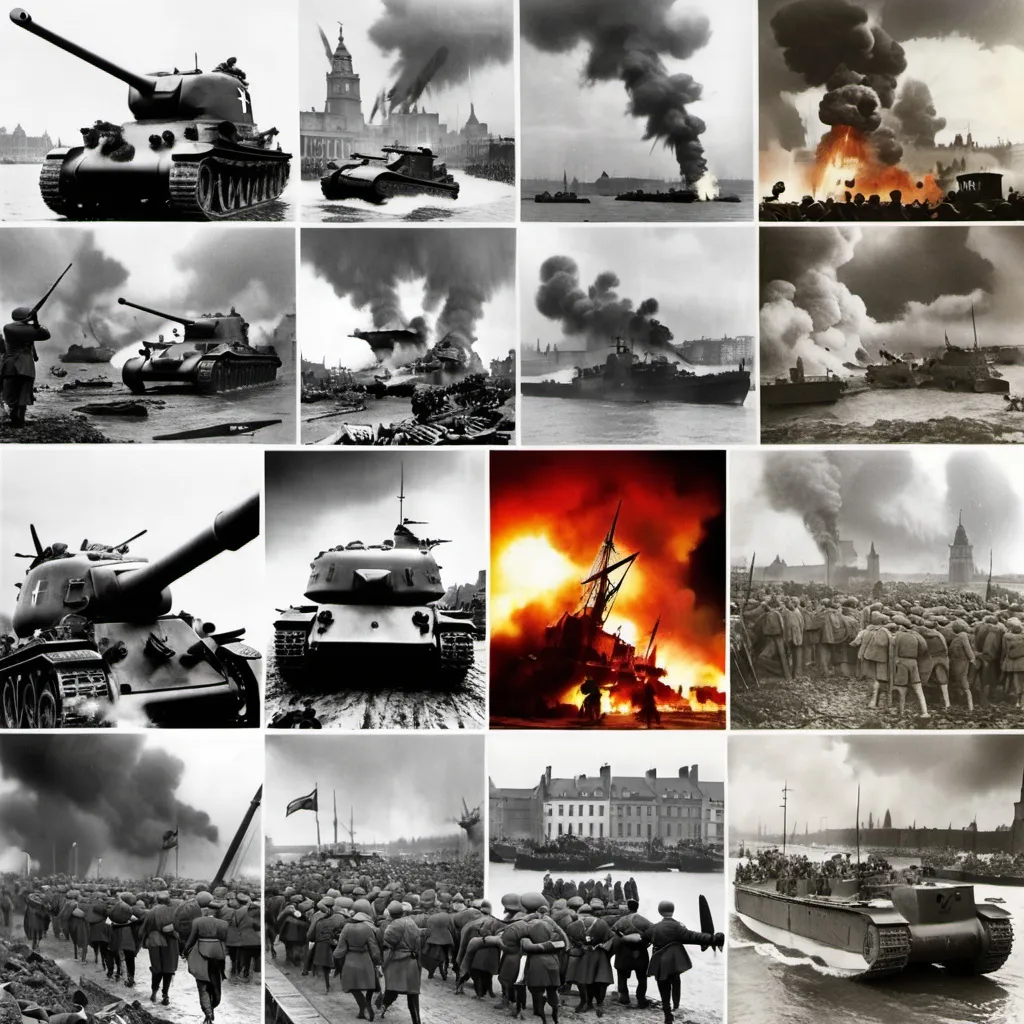 please create a collage about ww2 please put in the...