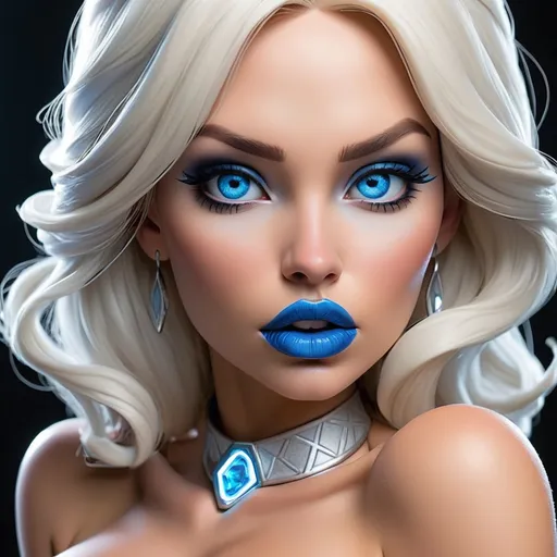 1girl Blue Eyes Blue Lips Blue Skin Colored Ski