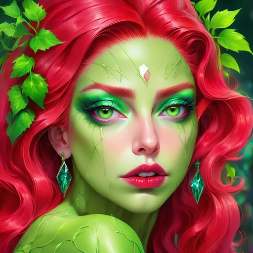 Margot Robbie portrait, poison ivy, digital painting... | OpenArt